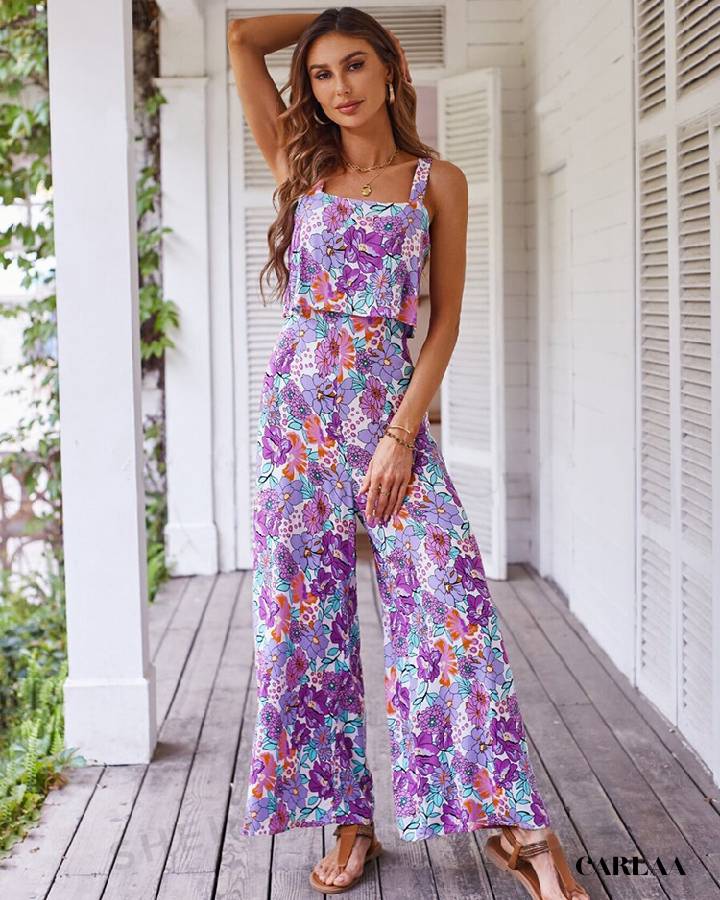 Combinaison violette à fleurs – CARLAA