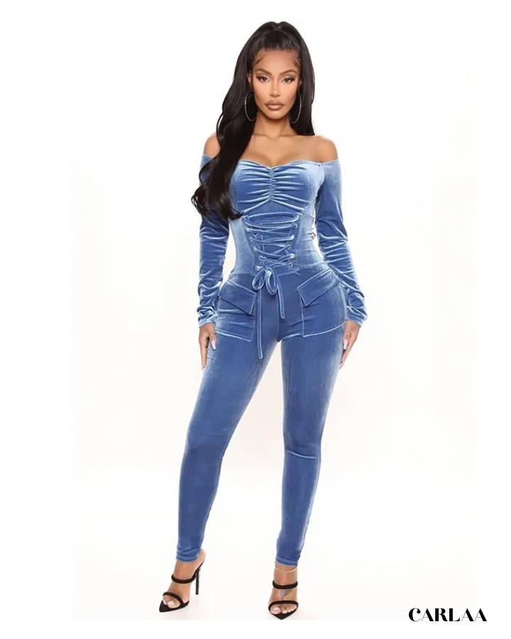 combinaison en velours bleu – CARLAA